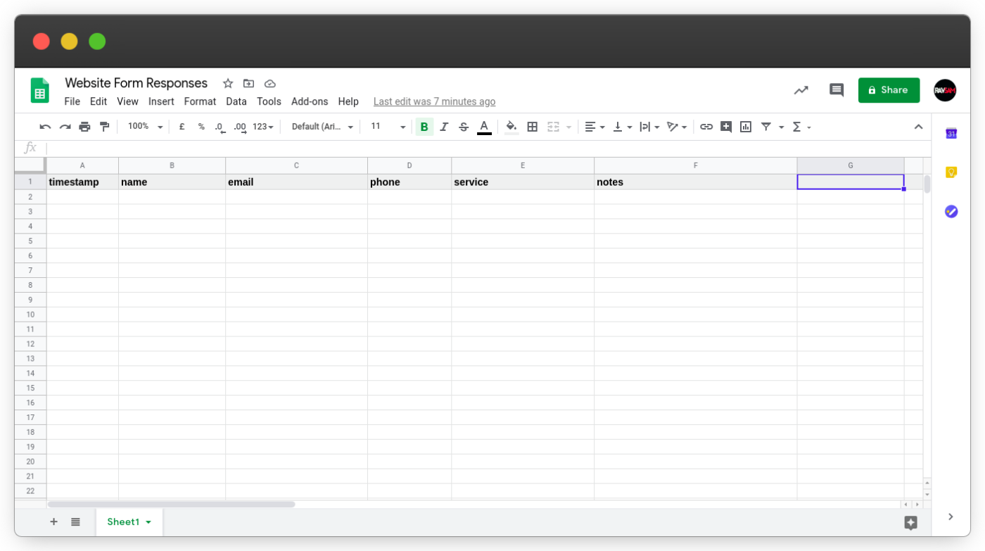 Collect form responses using Google Apps Script