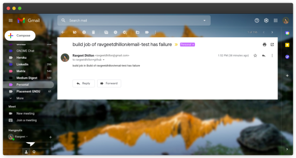 Send an Email notification when Github Action fails