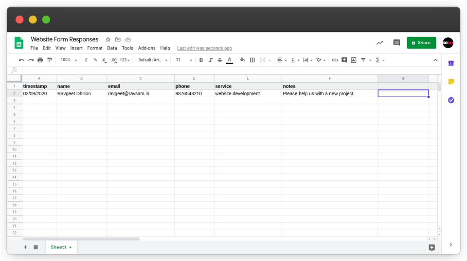 Collect form responses using Google Apps Script